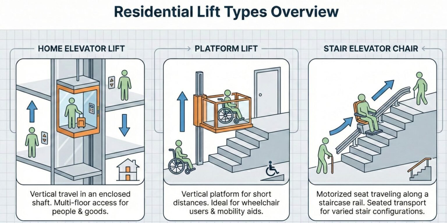 Types of Lifts Explained for Residential, Commercial and Industrial